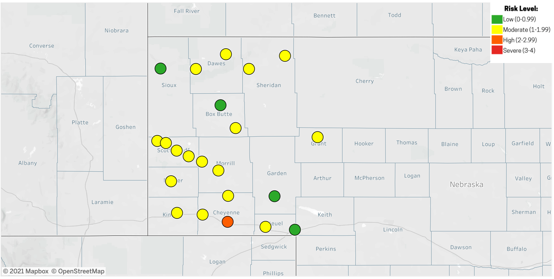 Two Panhandle counties in green on PPHD risk map - NEWS CHANNEL NEBRASKA